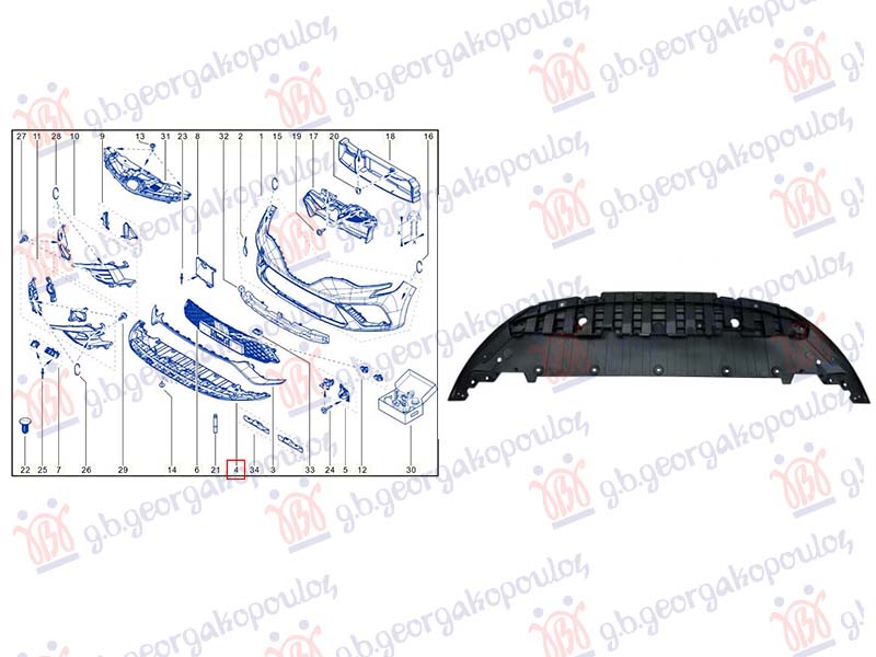 ZASTITA MOTORA ISPOD BRANIKA PLASTICNA (R.S. LINE) RENAULT CLIO (2023-) (OEM: 622565797R)