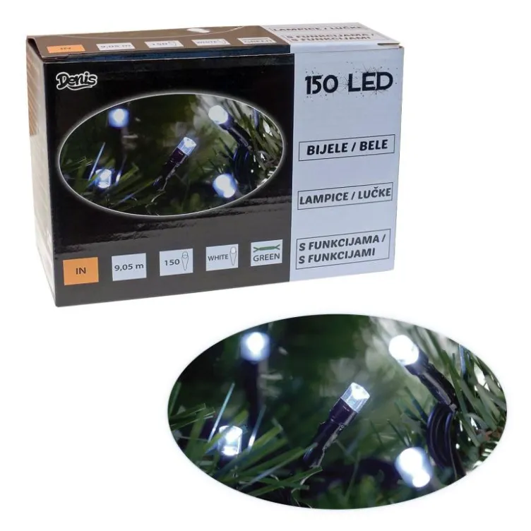 150 LED lampica, belo, 8 funkcija