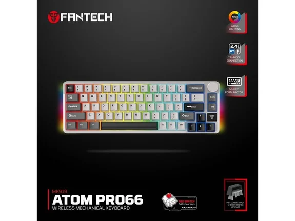 Tastatura mehanička Gaming Fantech MK919 Atom PRO66 siva (Red switch)
