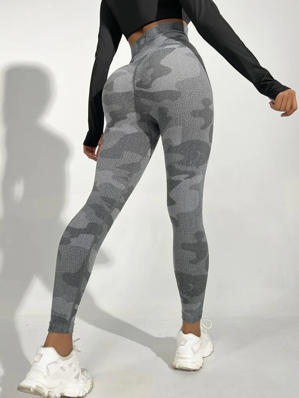 Camo Print Wideband Waist Sports Leggings