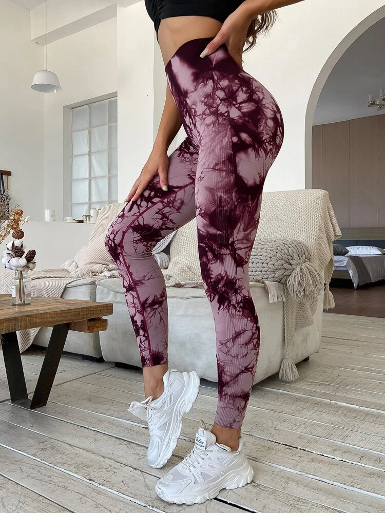 Seamless Breathable Softness Tie Dye Sports Leggings