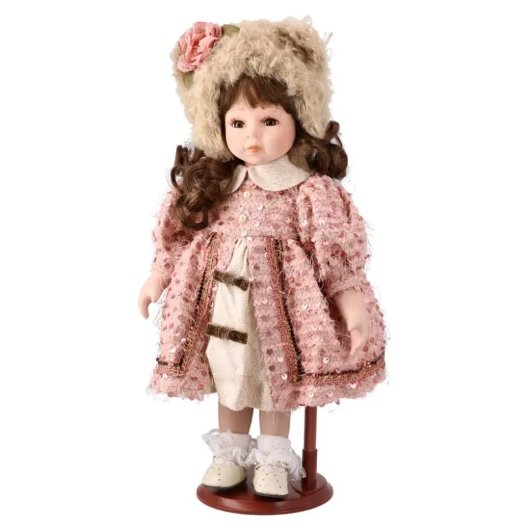 Bambola novogodišnja lutka devojčica roze 35cm