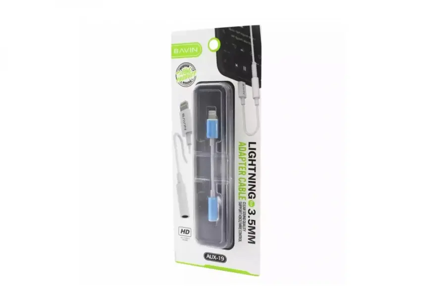 Bavin adapter AUX-19 lightning na 3.5mm bela