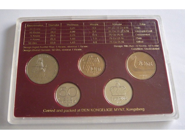 Norway, Noveška - set kovanica, kovnički set - 1996