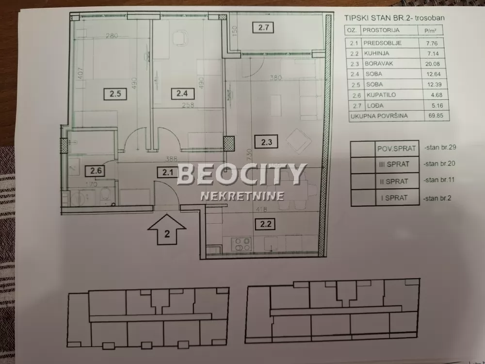 Trosoban stan, 70 m2, Bežanijska kosa, Vojvodzanska ID: 124971