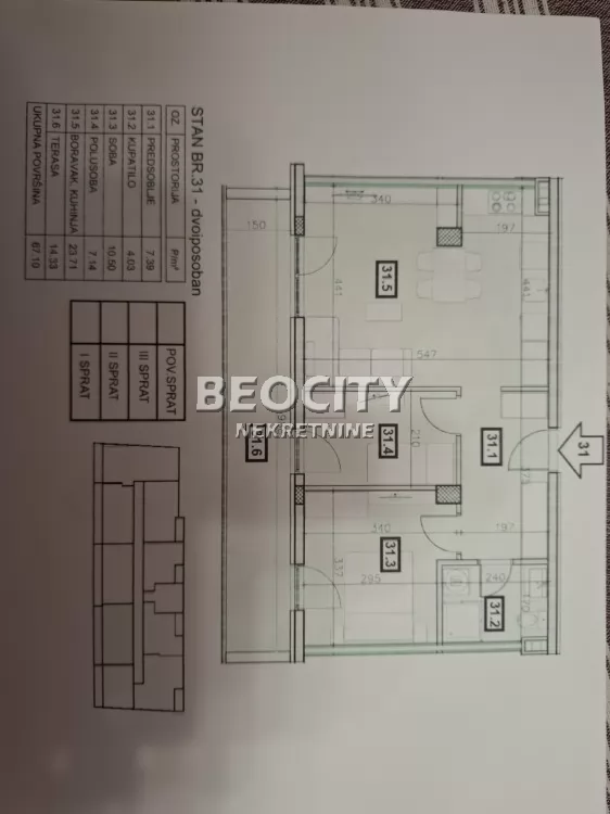 Dvosoban stan, 67 m2, Bežanijska kosa, Vojvođanska ID: 124972
