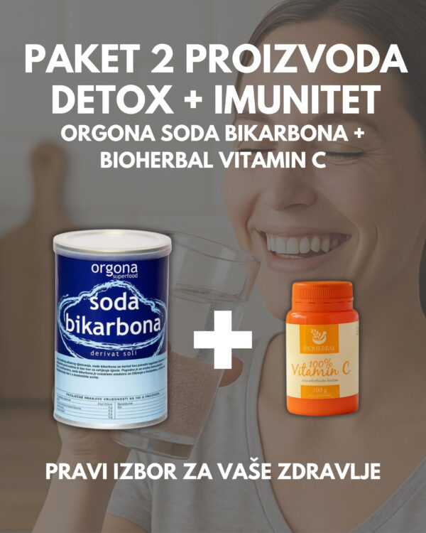 Paket 2 proizvoda – Detox + Imunitet (Orgona soda bikarbona + Bioherbal Vitamin C)
