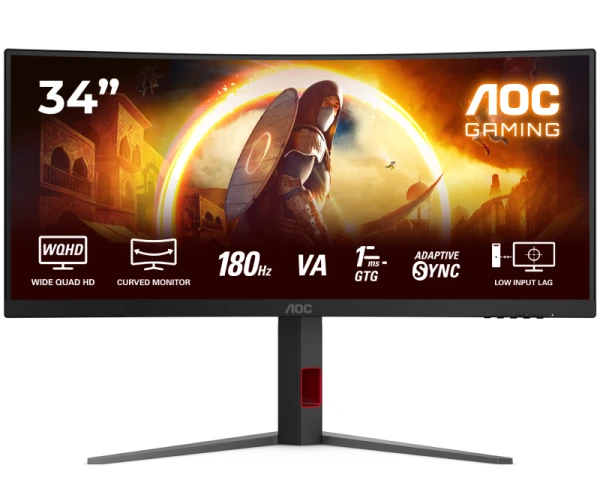 AOC 34 inča CU34G4 UWQHD 3440x1440 Fast VA 180 Hz zakrivljeni gaming monitor