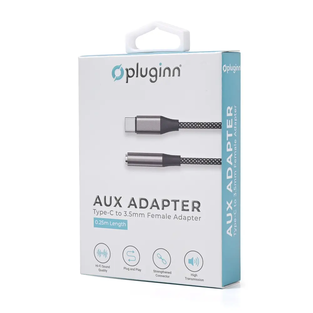 Adapter Pluginn AUX Z na Type C 0.25m crni