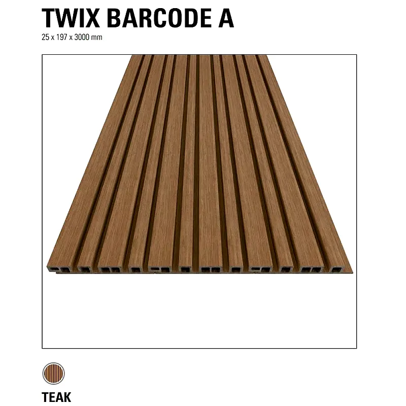 MODUL A TWIX BARKOD FASADNA I ZIDNA OBLOGA 25X197X3000MM, TEAK, ULTRASHIELD