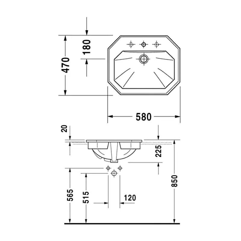 1930s Lavabo, ugradni, 580x470, Duravit