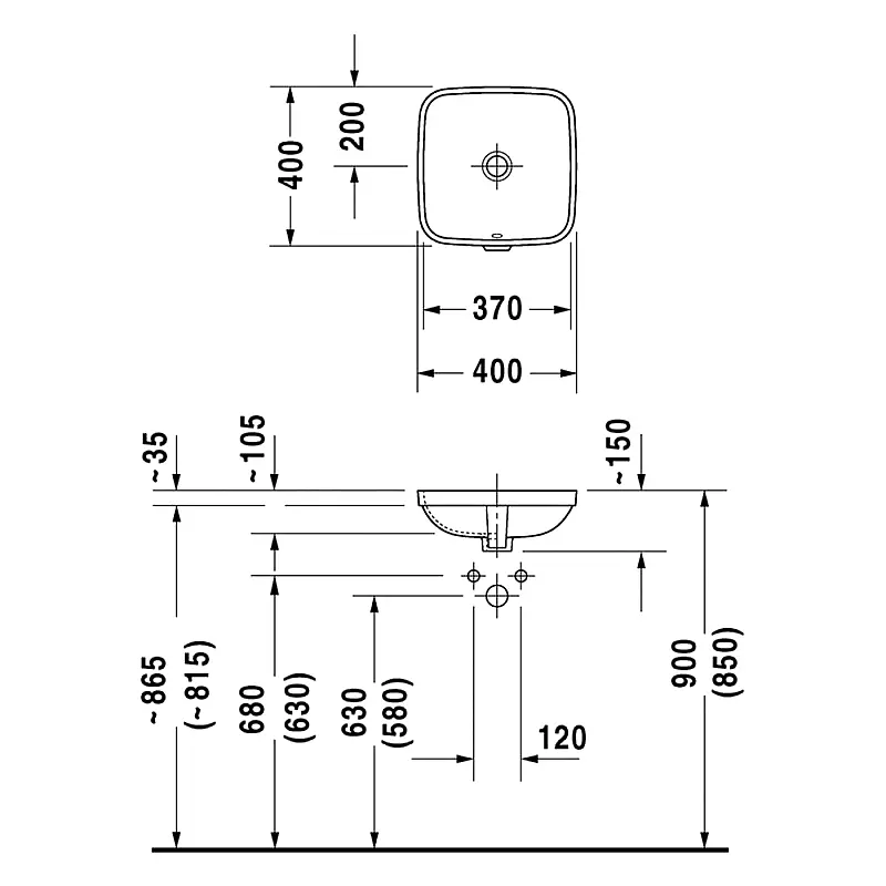 DuraStyle Lavabo, podgradni, 370x370 Duravit