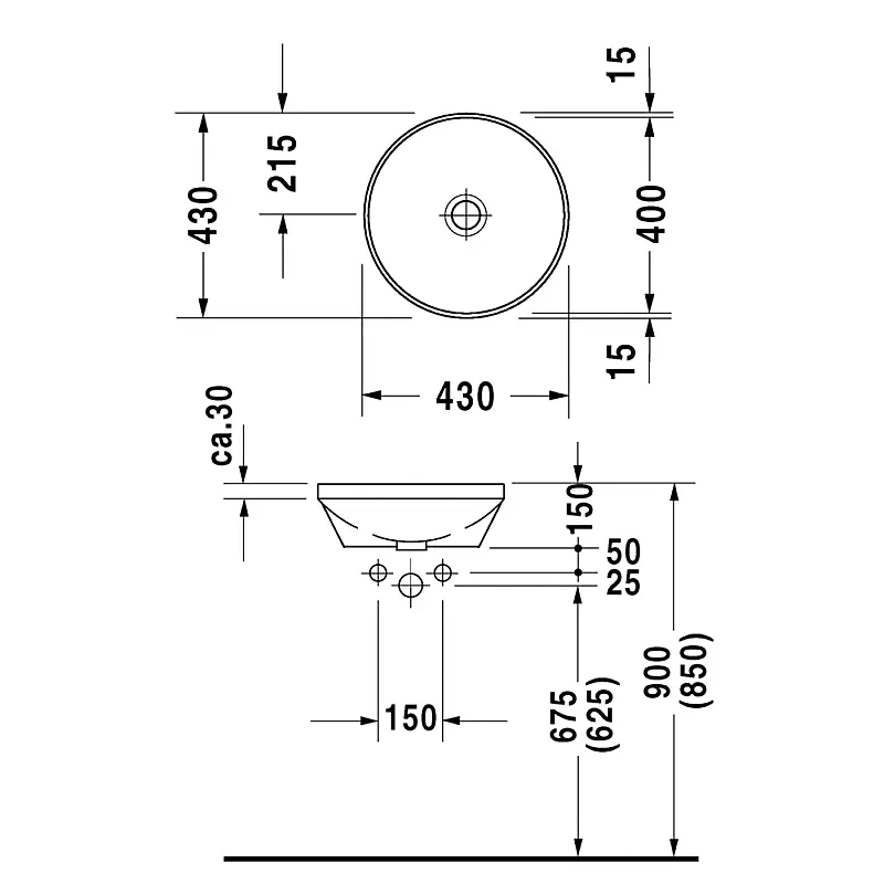 Architec okrugli ugradni lavabo prečnika 40cm, Duravit