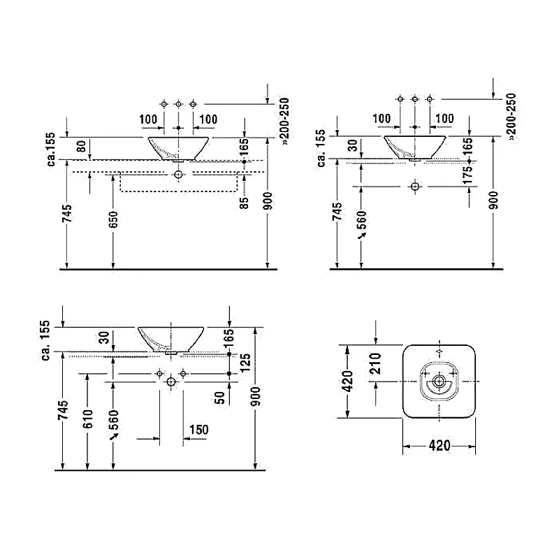 Bacino Lavabo, 420x420 sa wonder gliss glazurom, Duravit