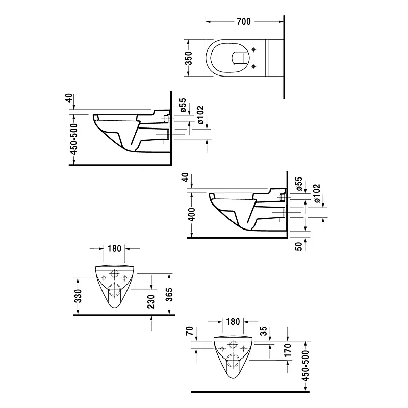 Konzolna wc šolja 70 cm Architec bela, Duravit