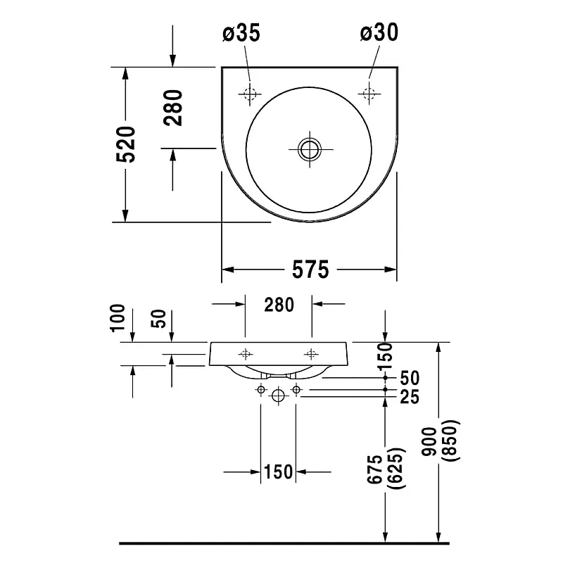 Lavabo 580x520mm Architec beli Duravit