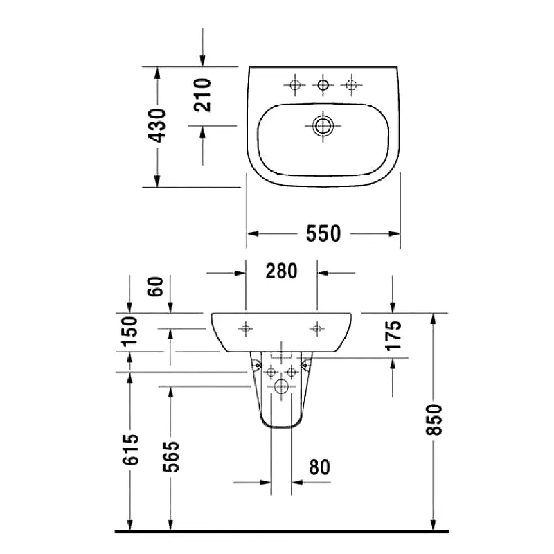 D-Code Lavabo dimenzija 550x430 mm, Duravit