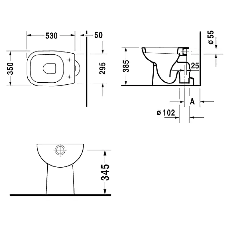 D-Code WC šolja, vodoravni odvod, samostojeća Duravit