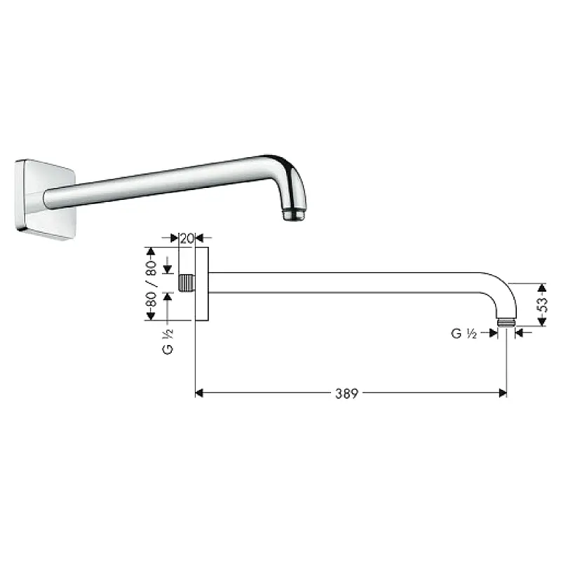 Šipka za tuš 390mm hromirana Hansgrohe