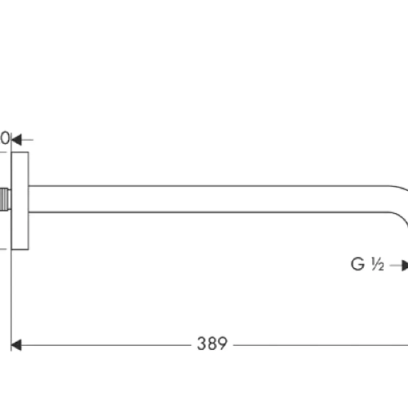 Ruka za gornji tuš 389 mm hrom Hansgrohe