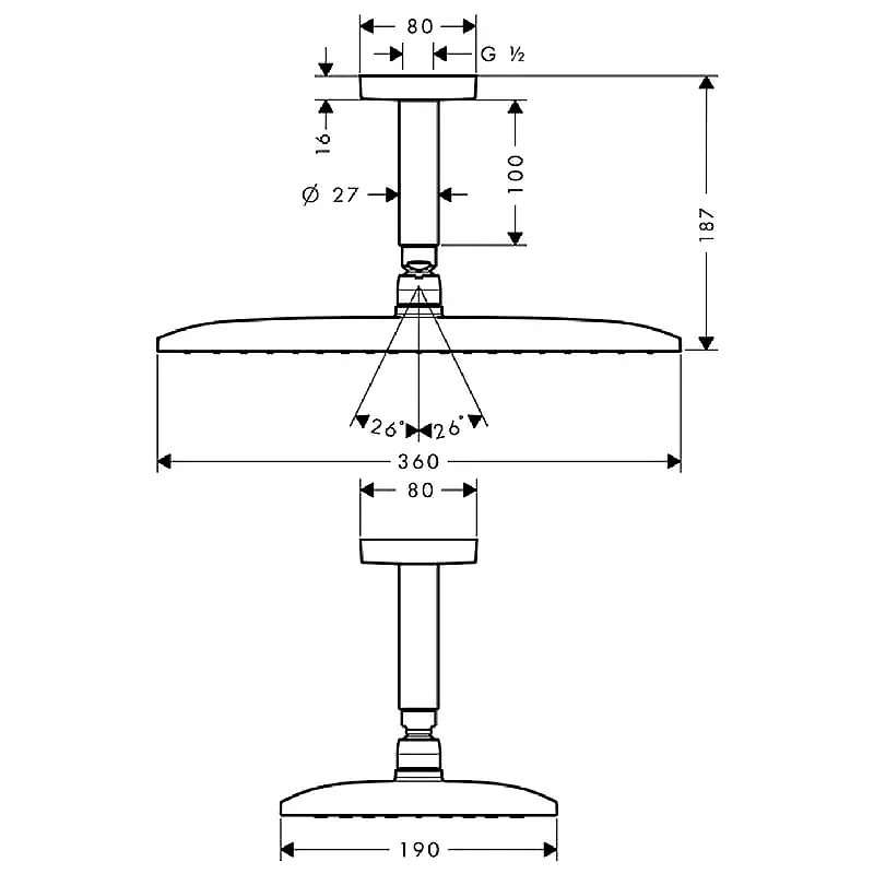 Raindance E360 tuš ruža iz plafona Hansgrohe