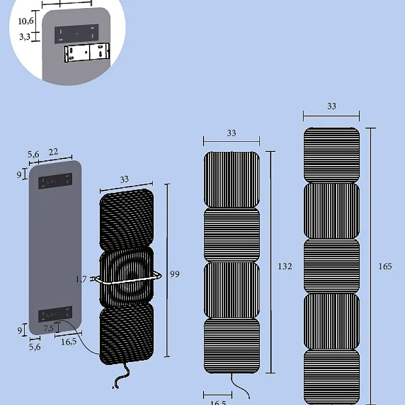 Lana vertikalni, H 99,0 (33.0 cm) osnovne boje Antrax