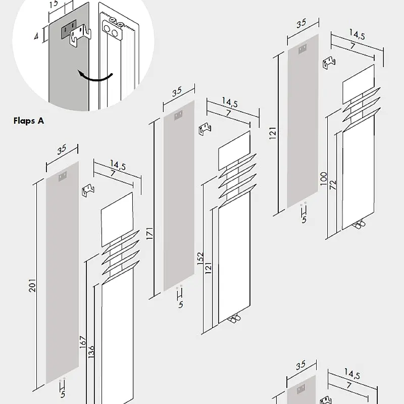 Flaps A, radijator 121x35 cm, centralno grejanje, Antrax