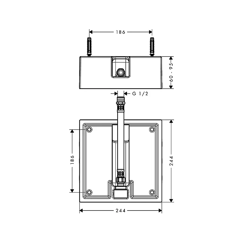 Osnovno kućište za Raindance 260 x 260 mm Air 1 jet fiksni tuš Hansgrohe