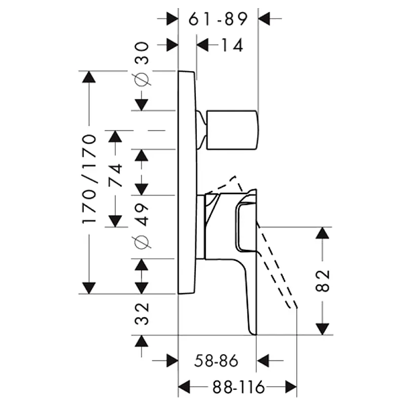 Citterio E maska mešača sa prebacivačem Axor
