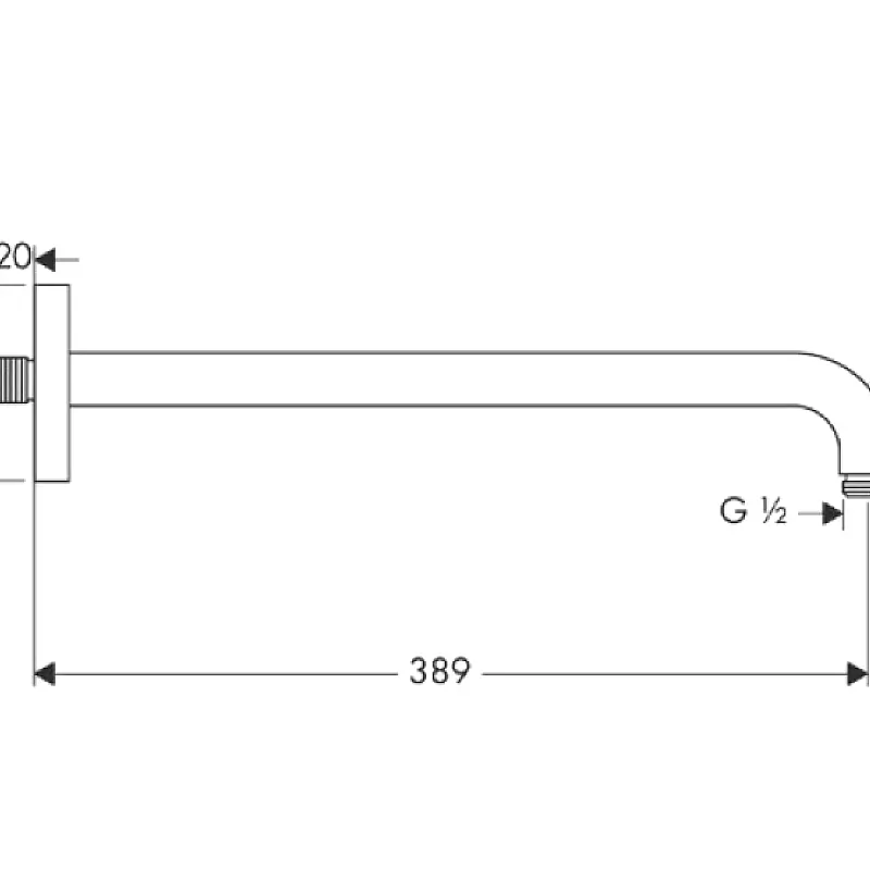 Ruka za gornji tuš matt crna 389 mm Hansgrohe