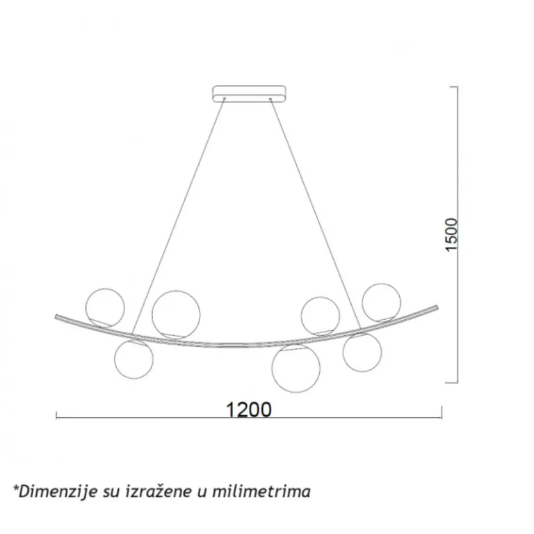 LUNA 252 VISILICA 7*E14 CRNA/ZLATO HOME LIGHT