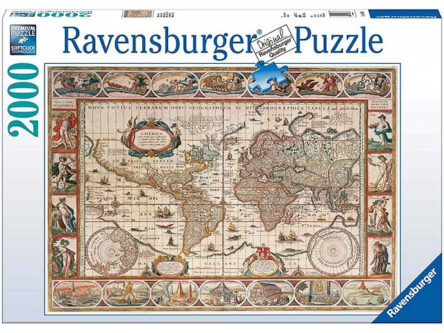 Puzzle Slagalica 2000 delova Mapa sveta iz 1650. Ravensburger 16633