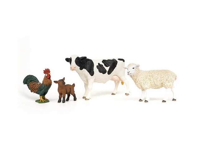 Schleich® Figure Domaće životinje Krava, ovca, jare, petao 42729