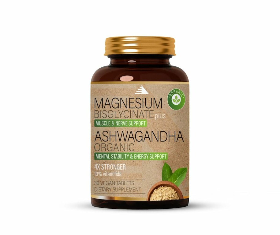Magnesium Bisglycinate + Ashwagandha organic 30 tableta