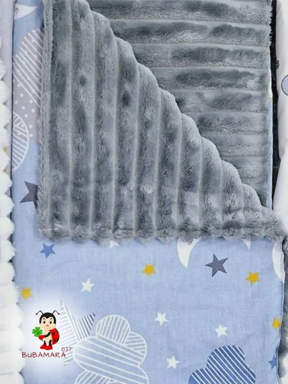 Bubamara037 Pokrivač za bebe Oblačići, Plavo-Sivi