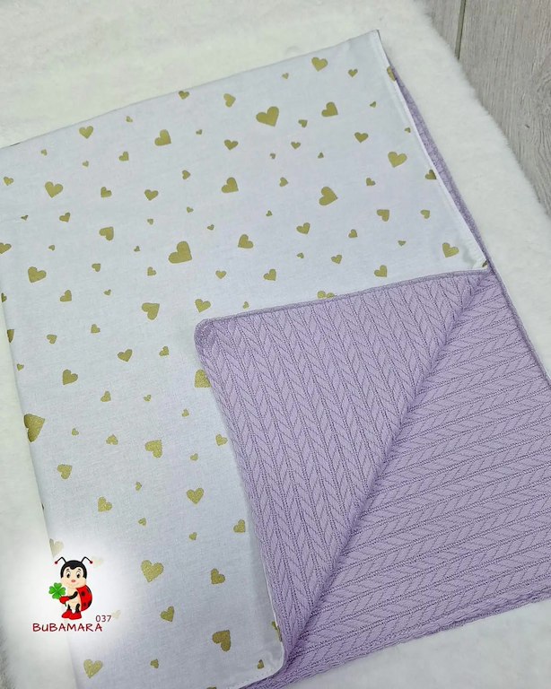 Bubamara037 Pokrivač za bebe Srca, Belo-Ljubičast