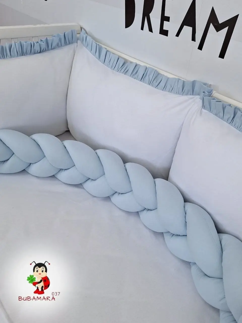 Bubamara037 Pletenica za krevetac, trostruka 360cm, Plava
