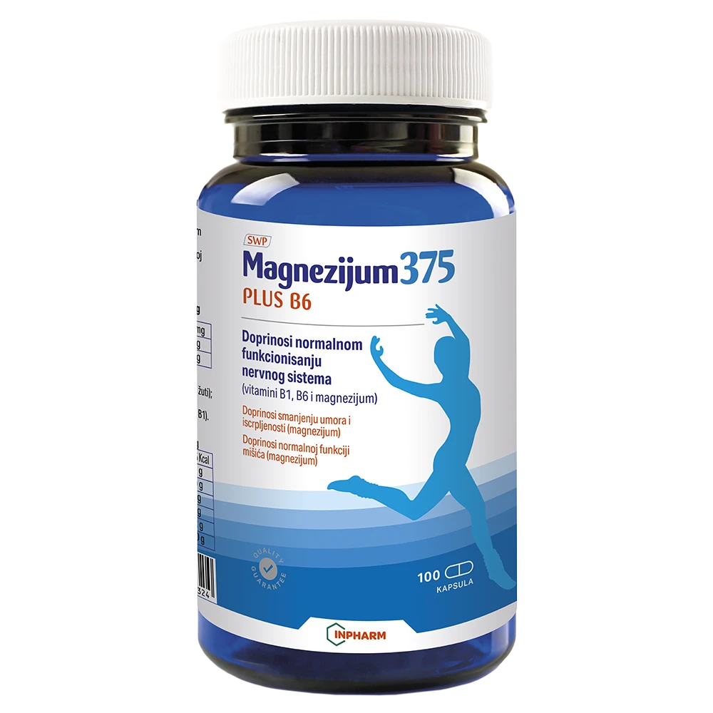 Inpharm Magnezijum 375 Plus B6 magnezijum, 100 kapsula