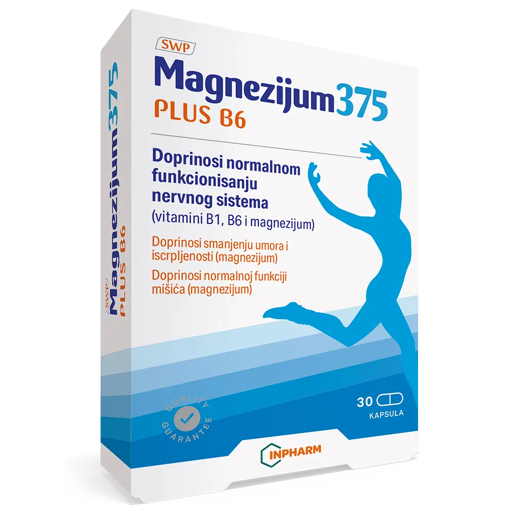 Inpharm Magnezijum 375 Plus B6 magnezijum, 30 kapsula