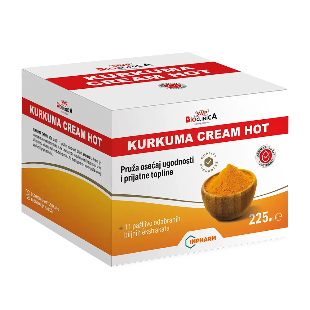 Bioclinica Kurkuma Cream hot, Krema sa snažnim efektom zagrevanja, 225 ml