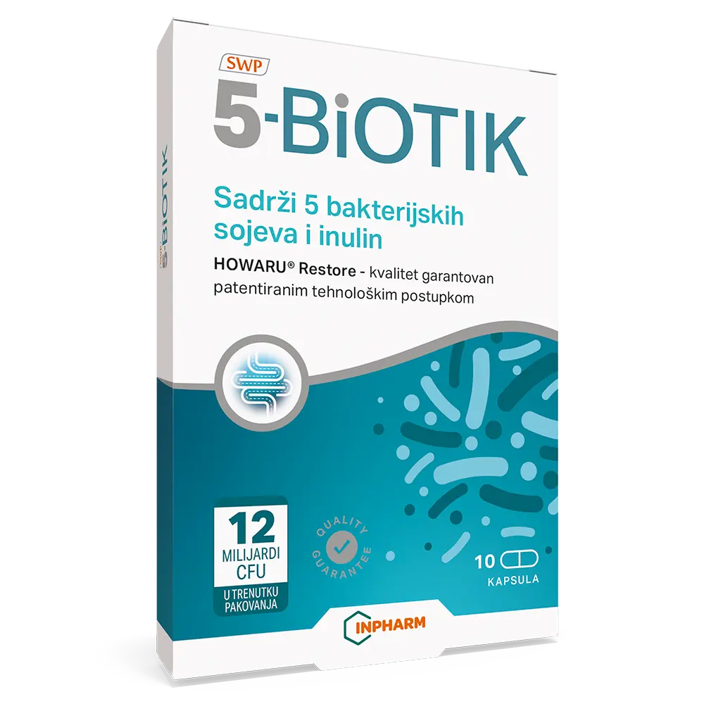 Inpharm BIOTIK5, Probiotik plus prebiotik, 10 kapsula