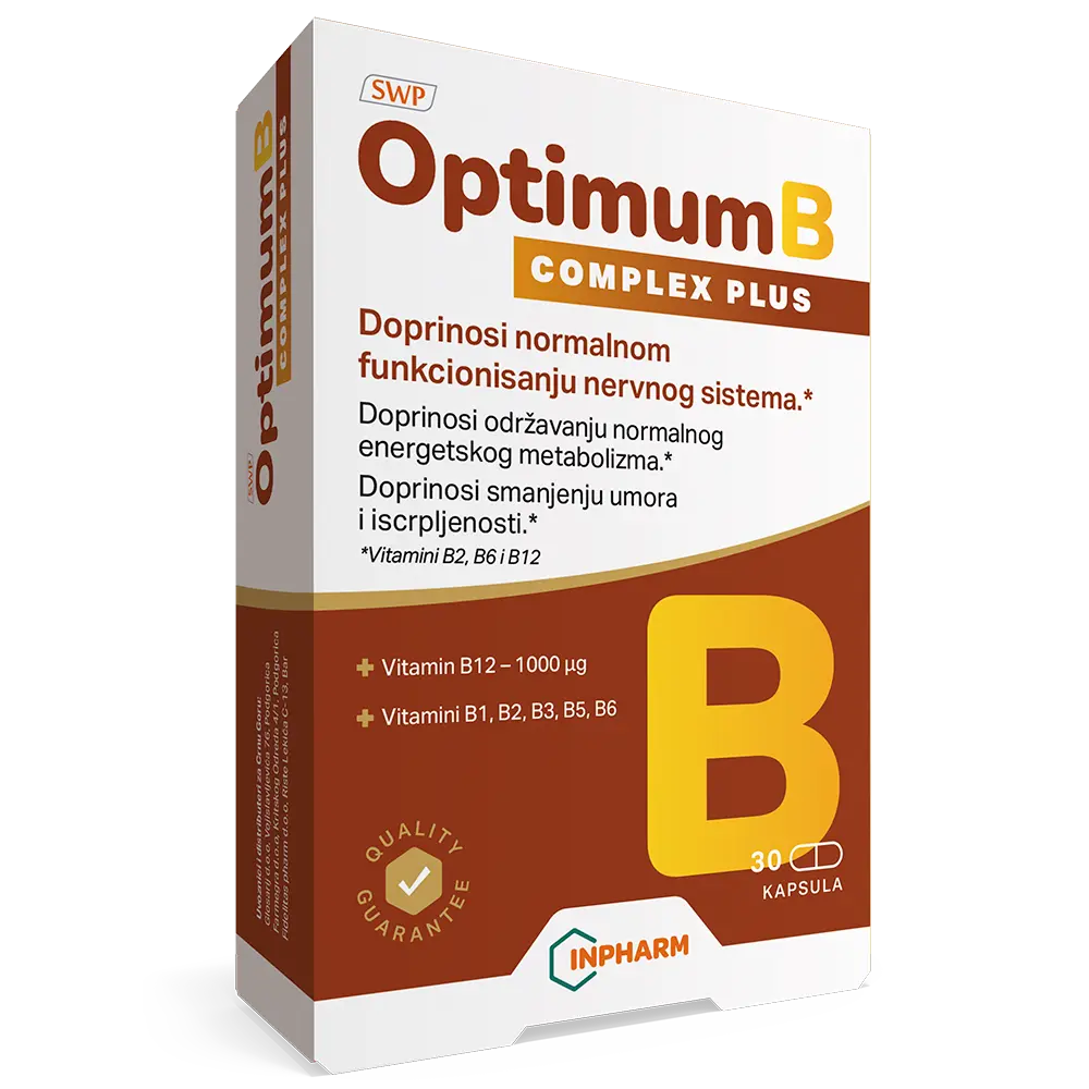 Inpharm ptimum B Complex Plus kompleks B vitamina, 30 kapsula