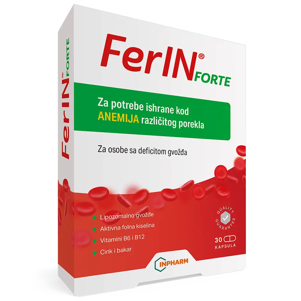 Inpharm FerIN forte, Za anemiju, 30 kapsula