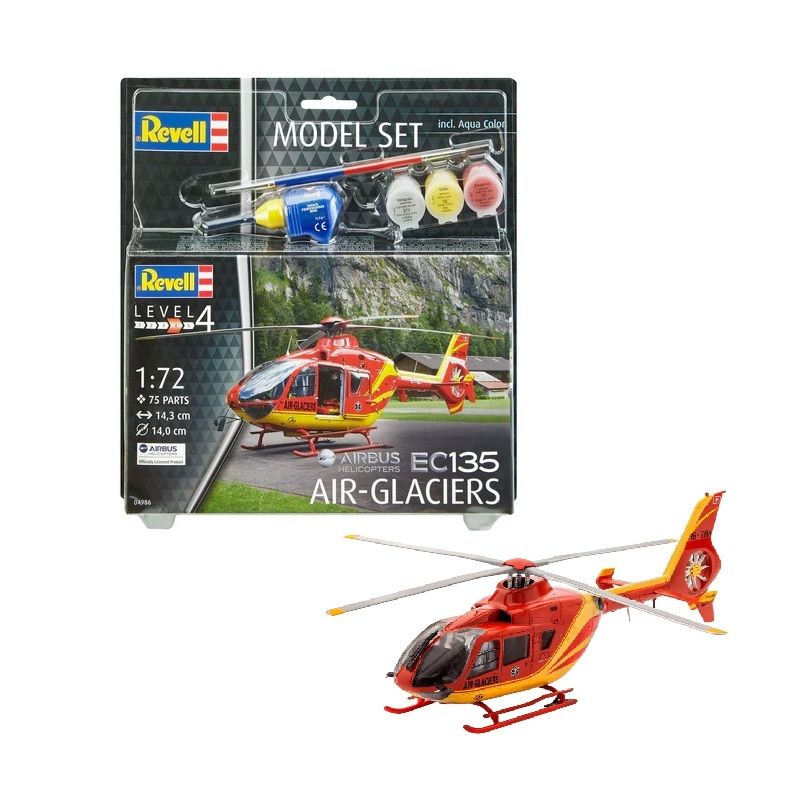Revell - Airbus EC135 Air-Glaciers - Set - Scale 1:72 - 75 Parts - Level 4