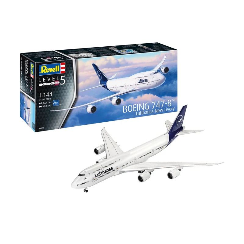 Revell - Boeing 747-8 Lufthansa - Scale 1:144 - 172 Parts - Level 5