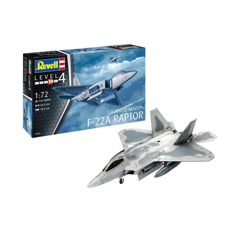 Revell - Lockheed Martin F-22a Raptor - Scale 1:72 - 116 Parts - Level 4