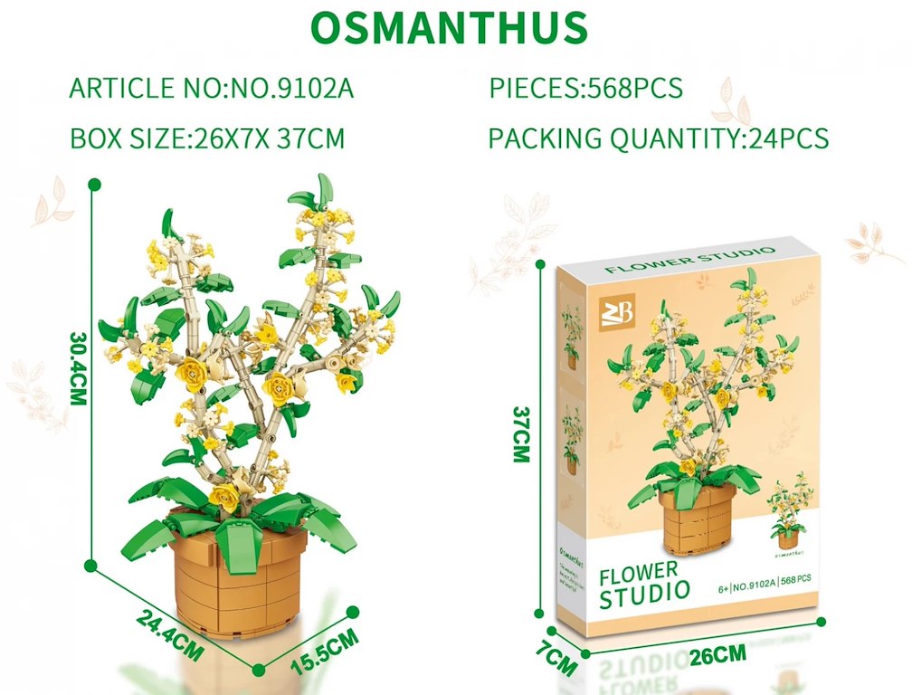 KONSTRUKTOR KOCKE BILJKA CVET OSMANTHUS 568PCS 9102A