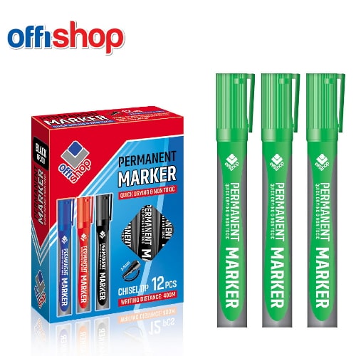 Marker permanentni zeleni 2.0-4.0mm obli vrh Offishop OF371 NS27511