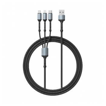 Kabel LDNIO LC93 za iPhone lightning/Micro USB/Type C 3.4A sivi 1.2m