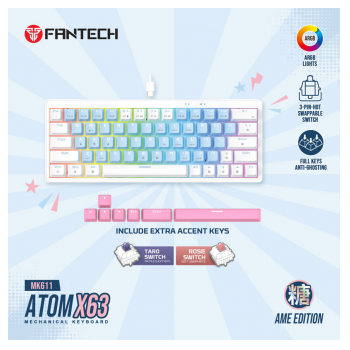 Tastatura mehanicka Gaming Fantech MK611 Atom x63 AME plava (rosie switch)